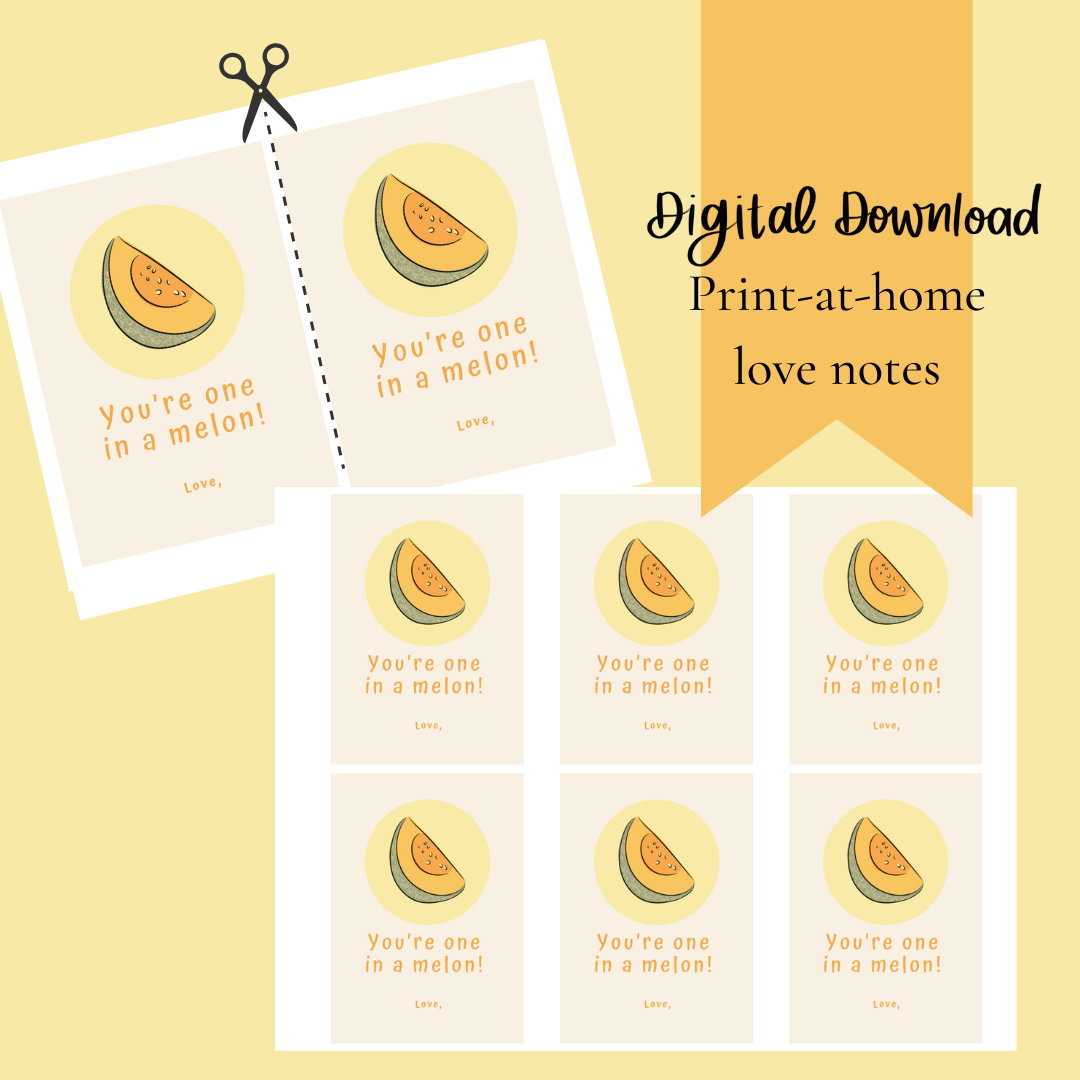 Digital Download- You're One in a Melon | Valentine’s | Love Notes ...