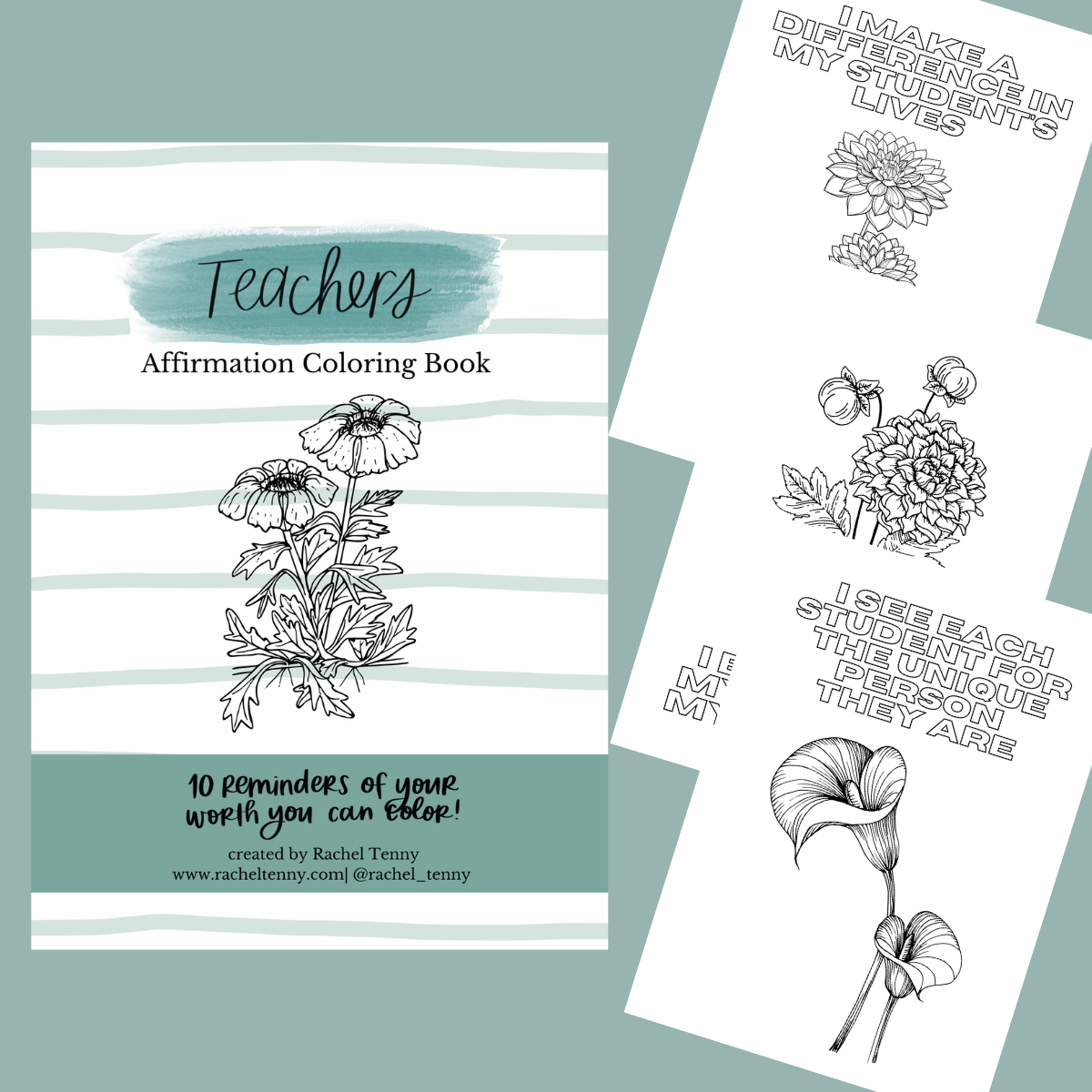 Teachers Affirmation Coloring Book | Digital Download – Rachel Tenny