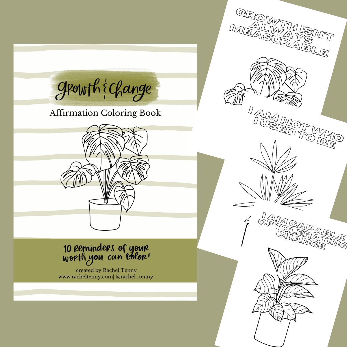 Growth & Change Affirmation Coloring Book | Digital Download – Rachel Tenny