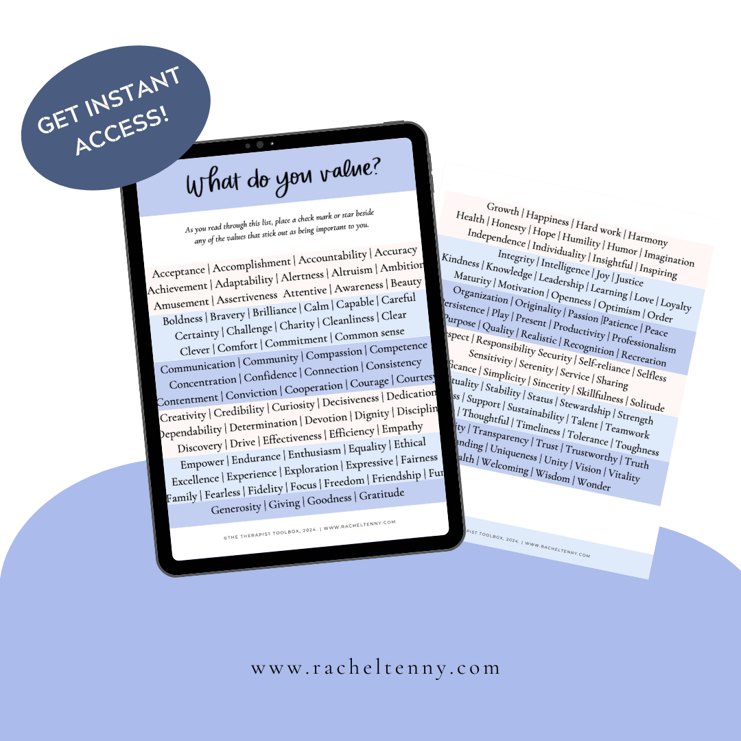 Values List Handout | Digital Download – Rachel Tenny