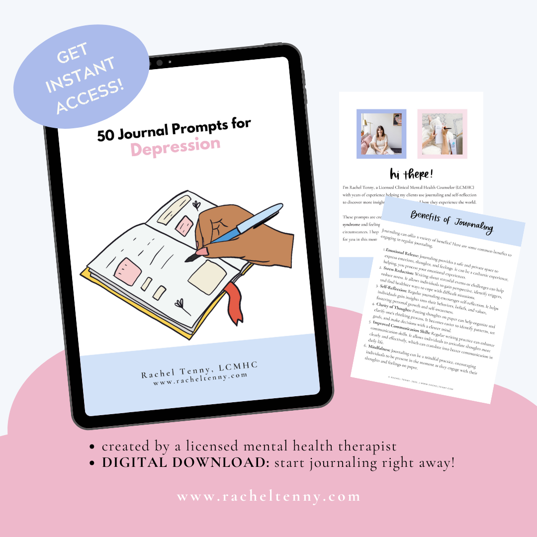 50 Journal Prompts for Depression | Digital Download – Rachel Tenny