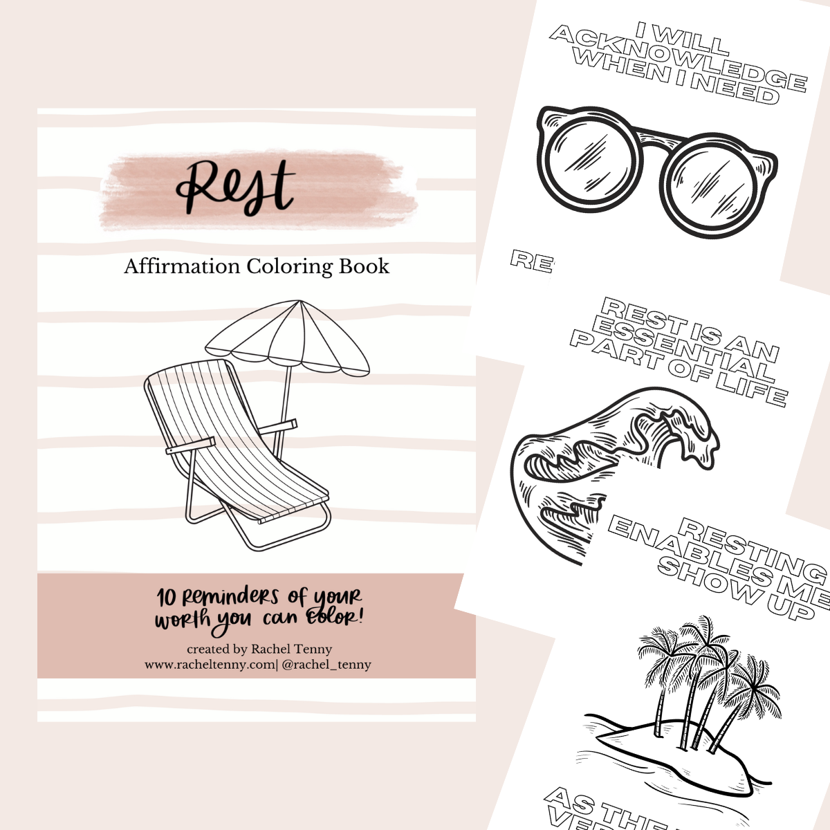 Rest Affirmation Coloring Book | Digital Download – Rachel Tenny