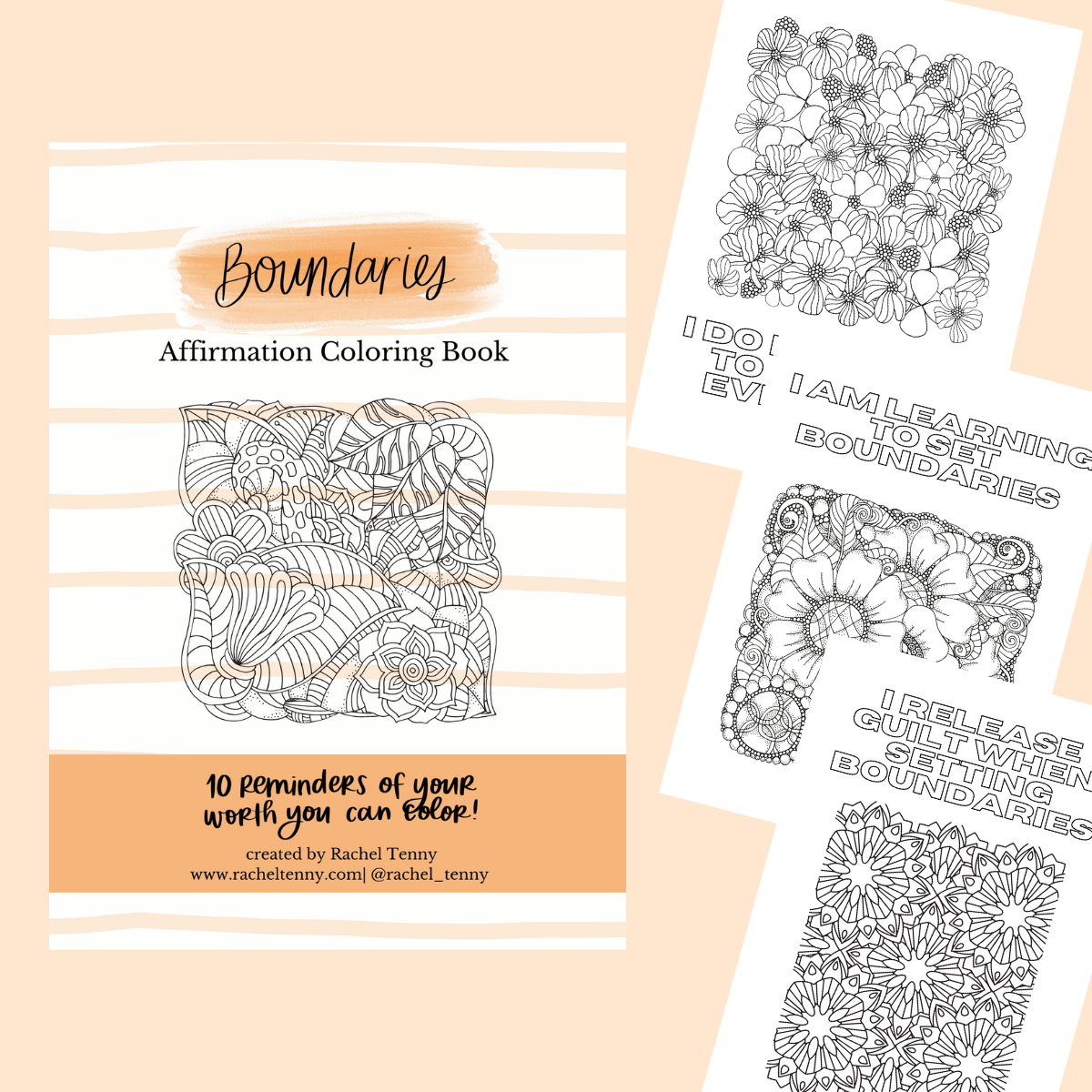 Boundaries Affirmation Coloring Book | Digital Download – Rachel Tenny